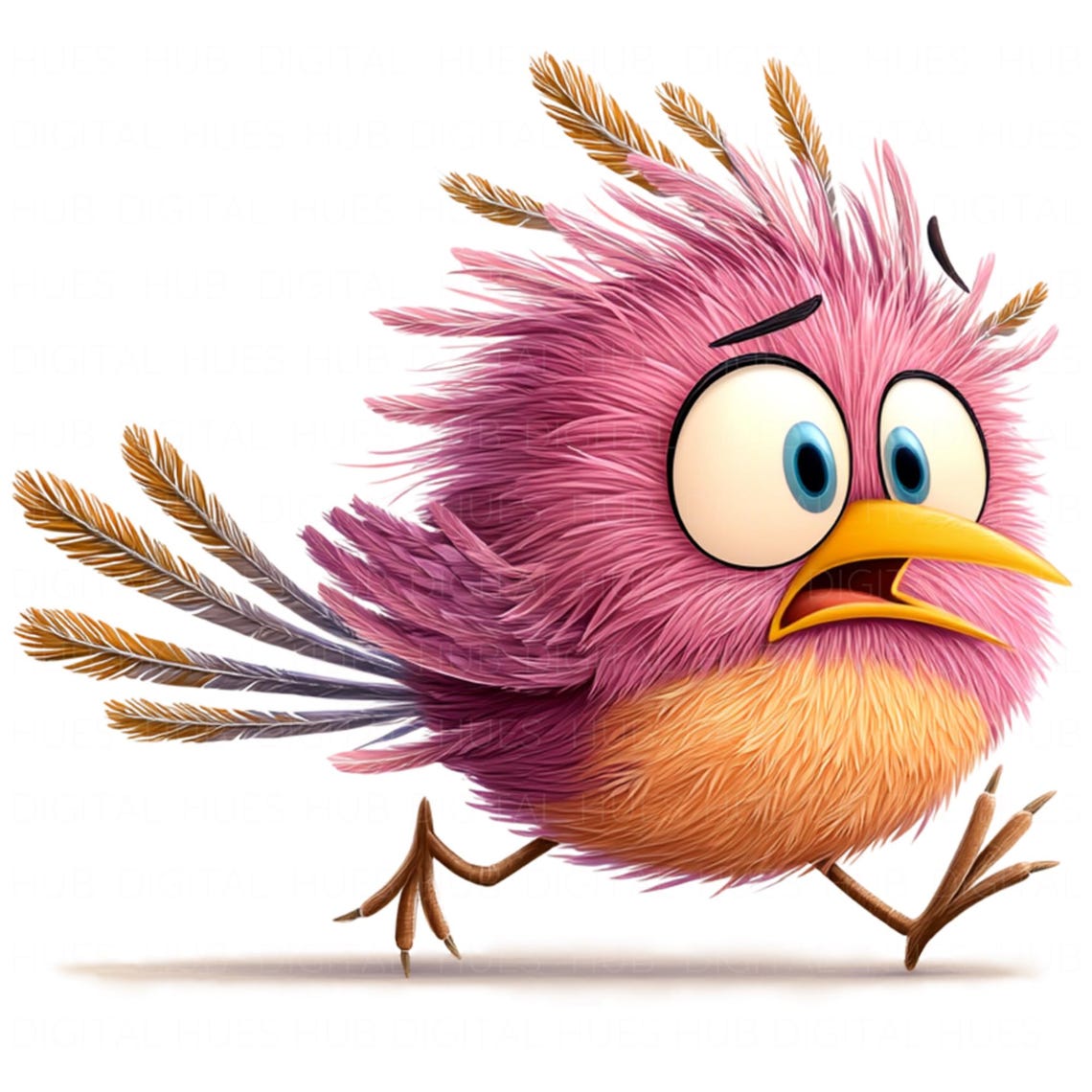 15 Pink Crazy Bird Clipart Watercolor Quirky Birds Nursery Bird ...