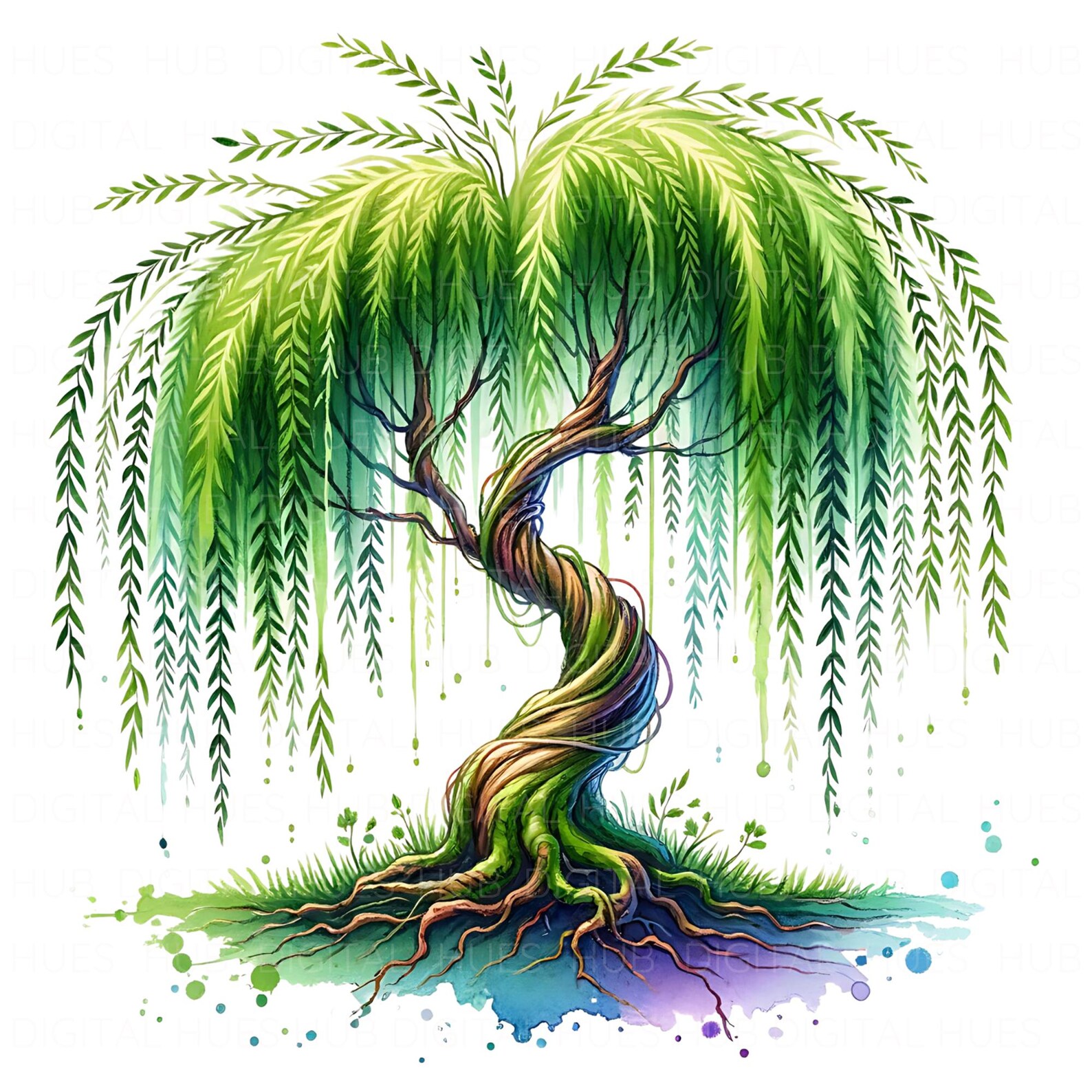 14 Ancient Tree Clipart Watercolor Old Tree Mythical Tree Tree of Life ...