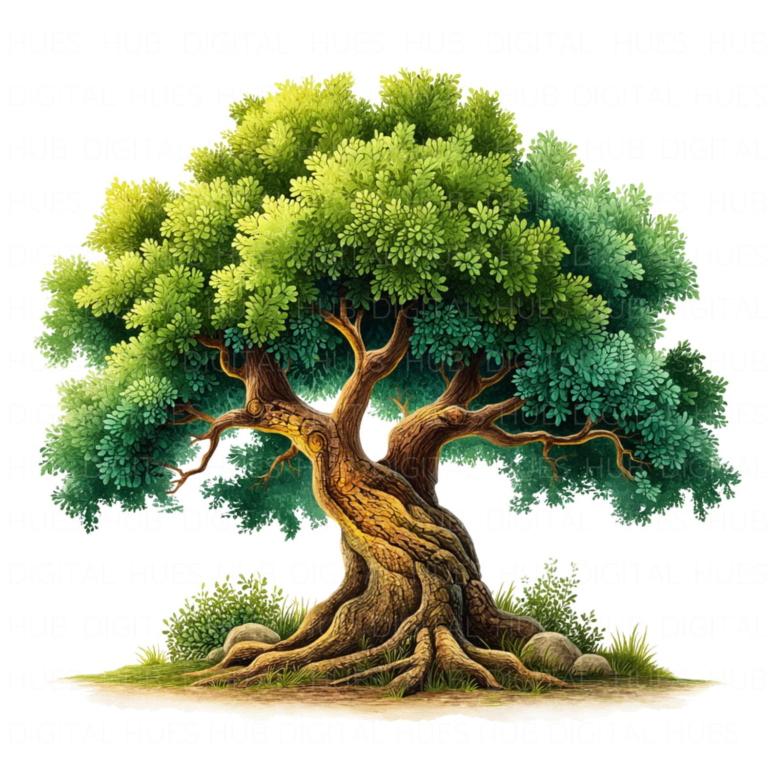 11 Ancient Oak Tree Clipart Watercolor Mythical Tree, Tree of Life Art ...