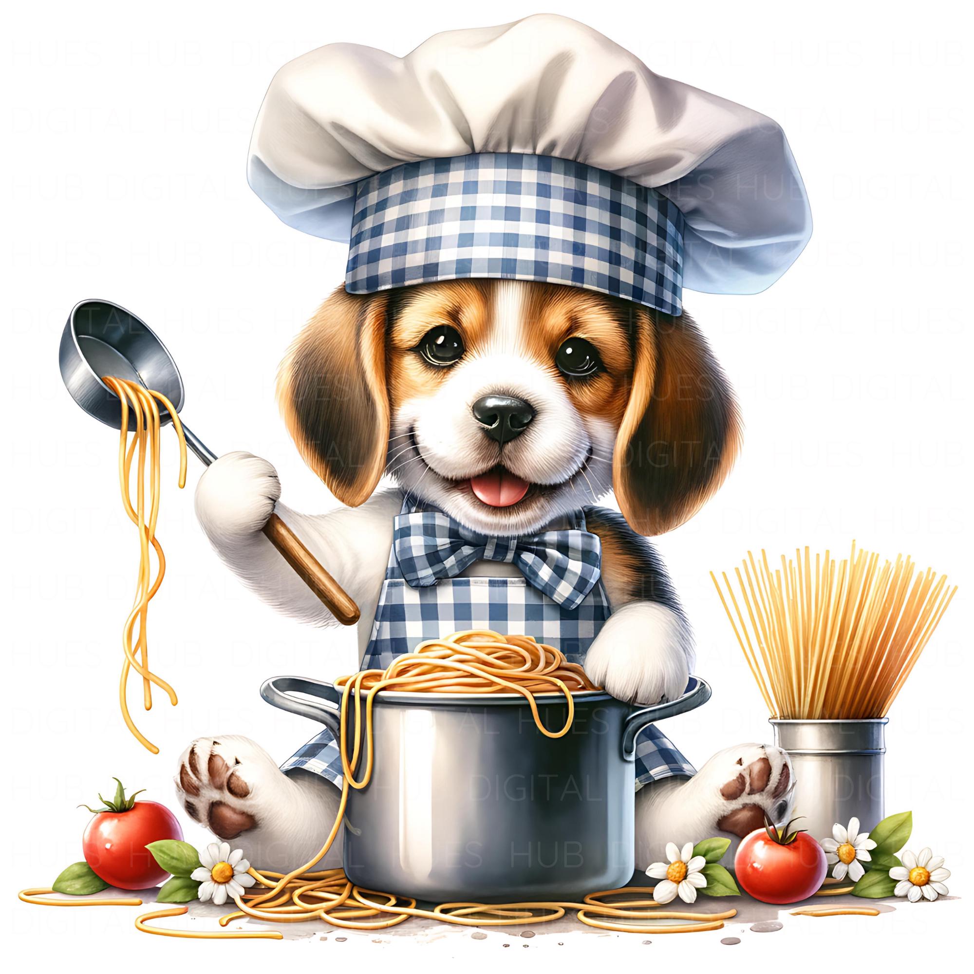 12 Cute Chef Dog Clipart Watercolor Baker Dog Art Kitchen Home Decor ...