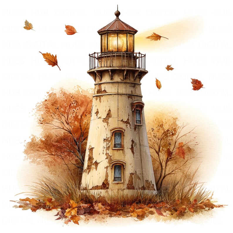 15 Old Lighthouse Clipart Watercolor Lighthouse Painting Seaside ...