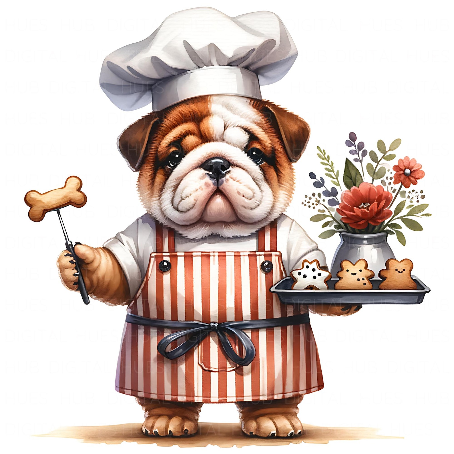 12 Cute Chef Dog Clipart Watercolor Baker Dog Art Kitchen Home Decor ...