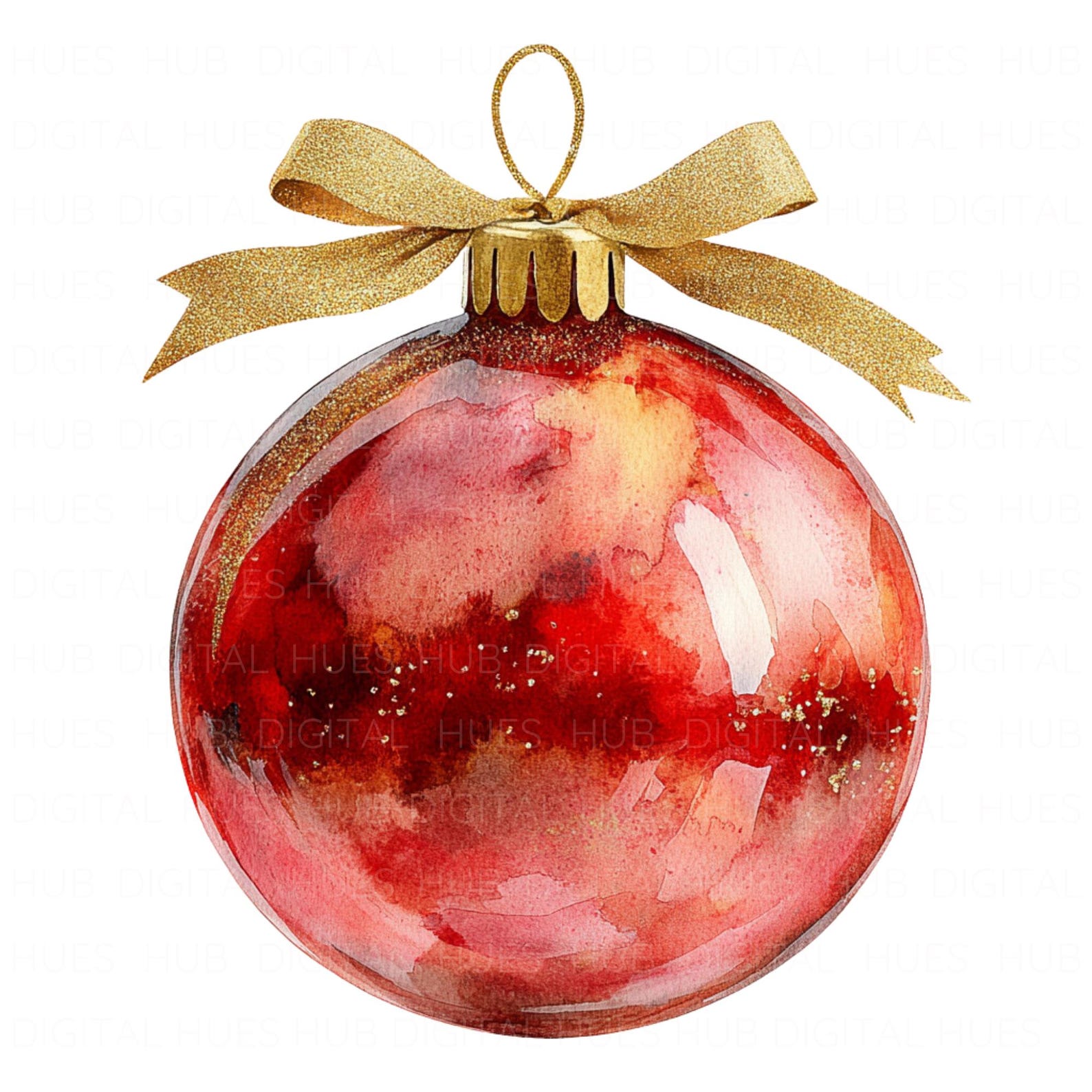 13 Simple Red Christmas Bauble Clipart Watercolor Festive Bauble ...