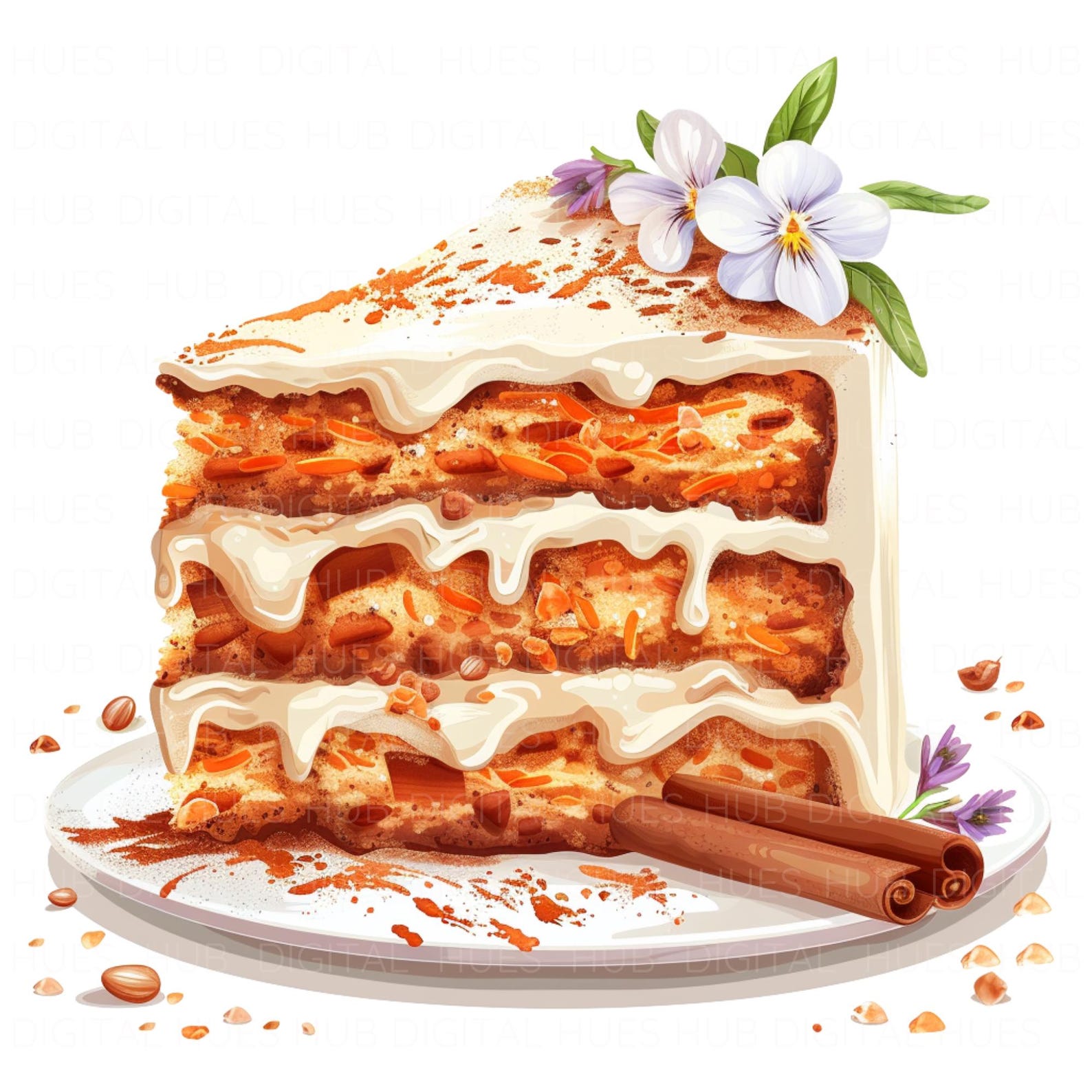 10 Carrot Cake Clipart Watercolor Cake Slices Food Menu Graphic ...