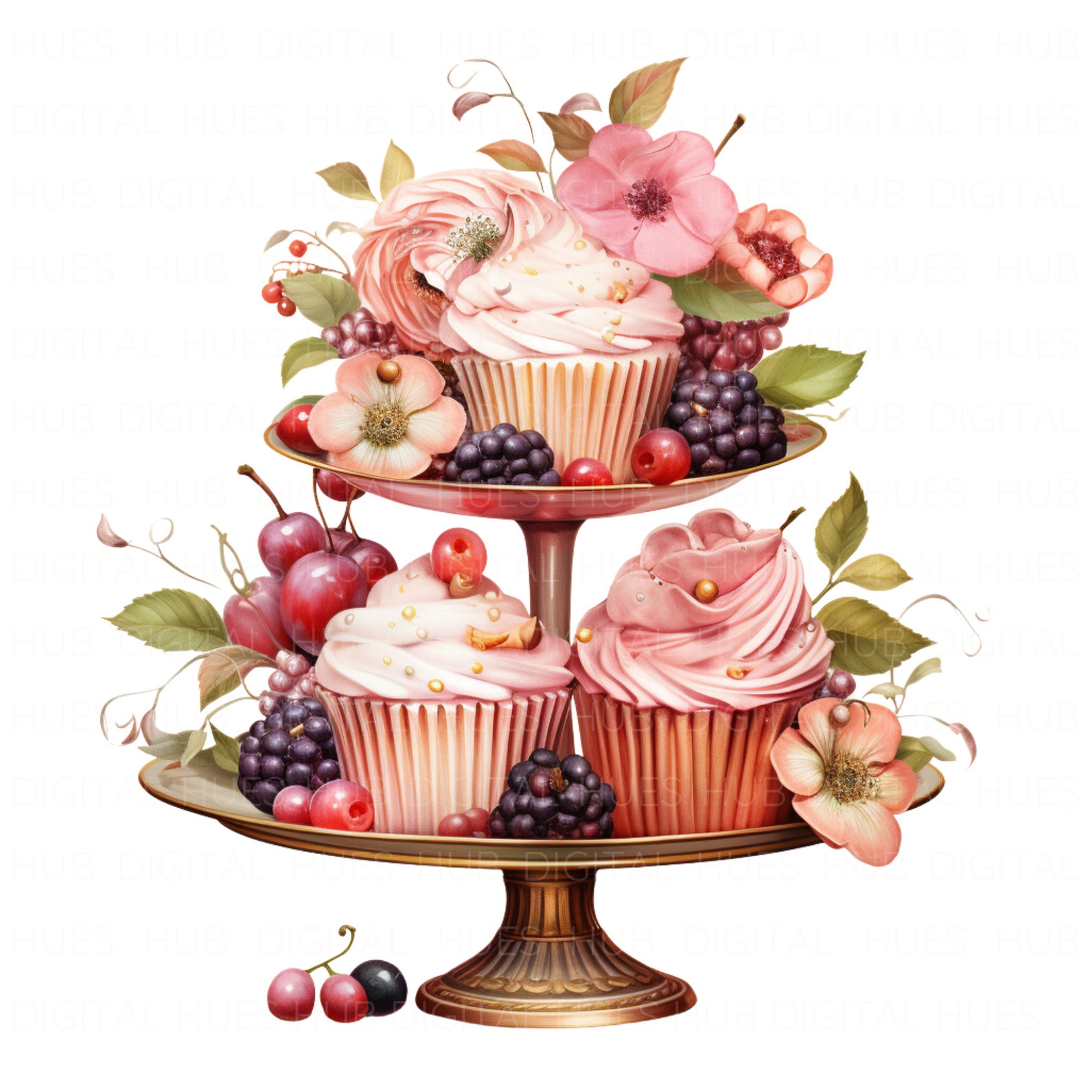 10 Cupcake in Stand Clipart Bundle Set 2 Cupcake Clipart Printable High ...