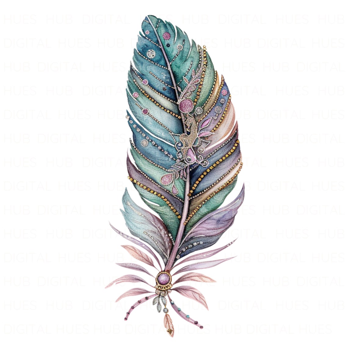 15 Feather Clipart Bundle Watercolor Boho Feather Art Clipart Printable ...