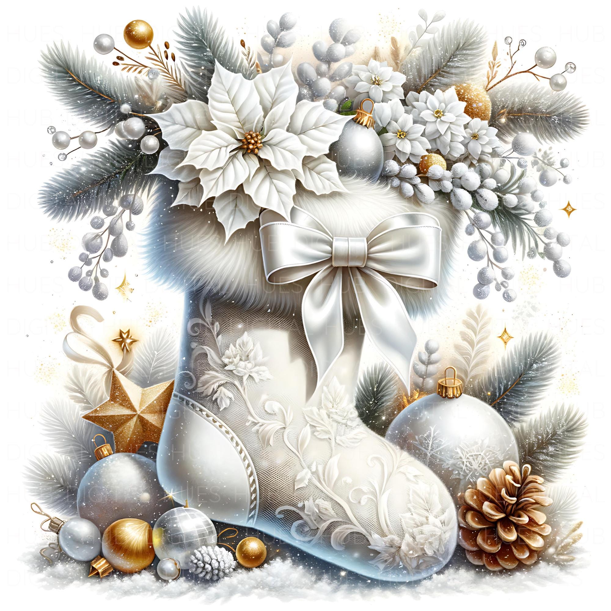 10 Elegant Christmas Stocking Clipart: Watercolor Stocking With ...