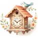 10 Floral Cuckoo Clock Clipart Watercolor Vintage Wall Clock Art ...