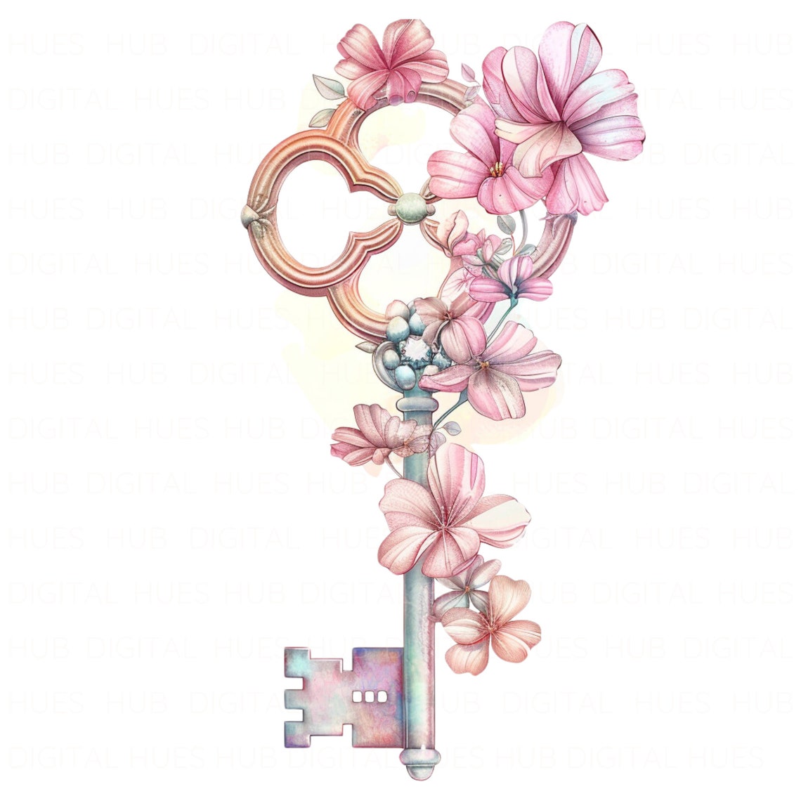 13 Floral Key Clipart Watercolor Fairy Key Art Fantasy Clipart ...