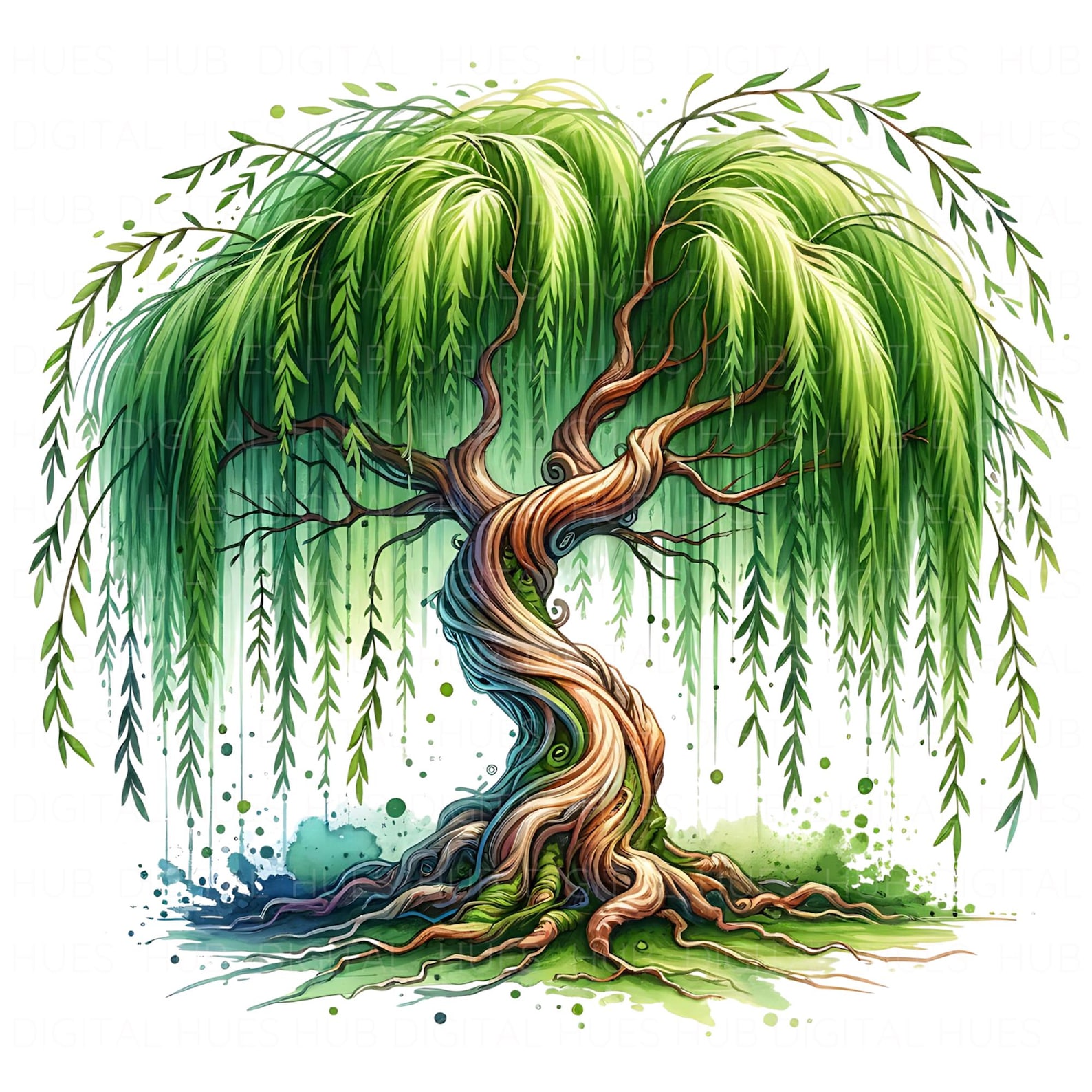 14 Ancient Tree Clipart Watercolor Old Tree Mythical Tree Tree of Life ...