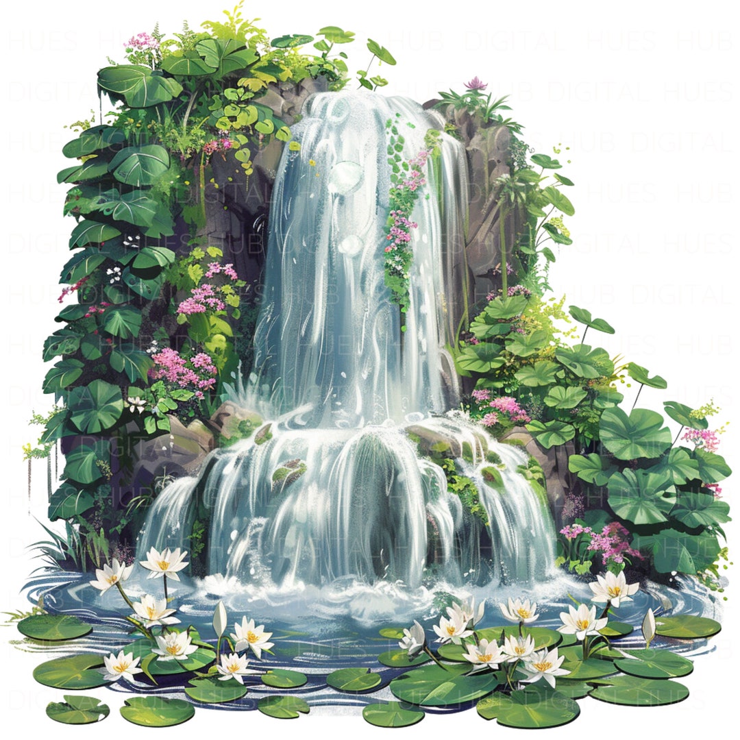 13 Nature Waterfall Clipart Bundle Set 2 Watercolor Garden Clipart High ...