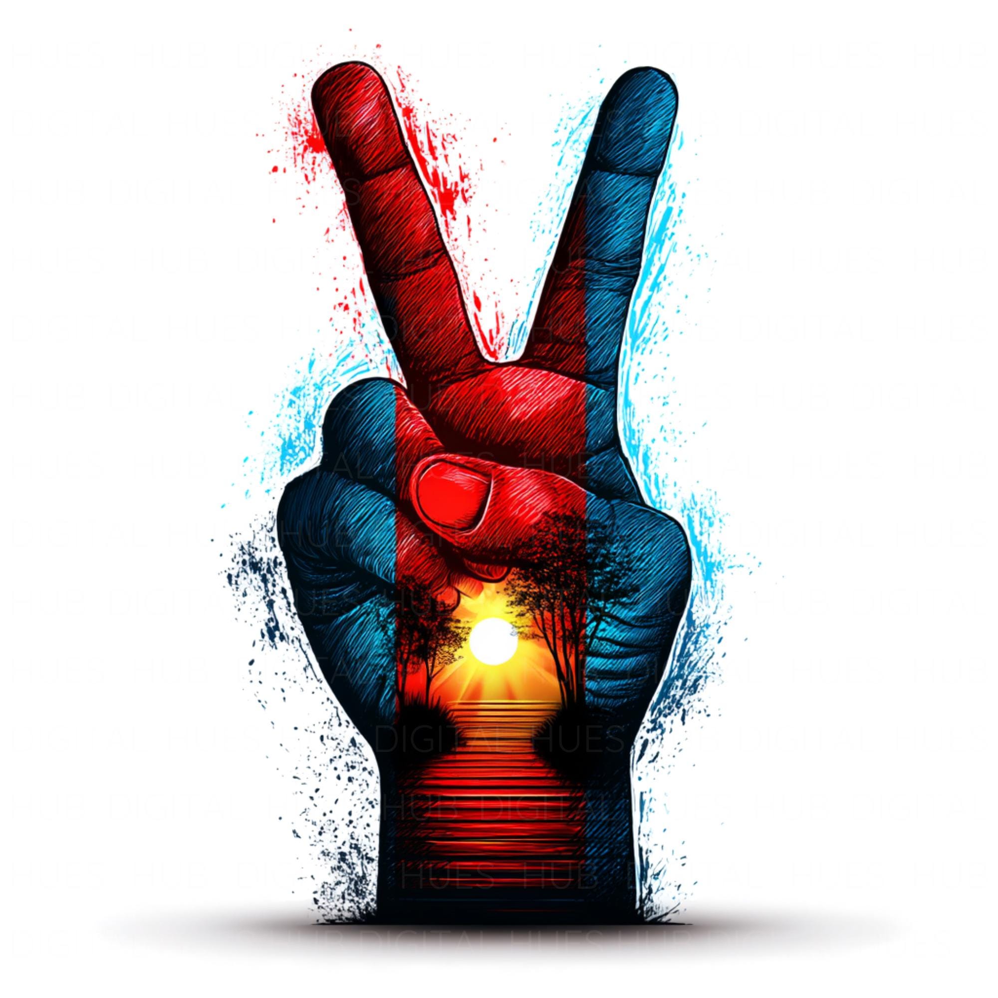 11 Victory Hand Clipart Watercolor Red White Blue Hand Peace Sign ...