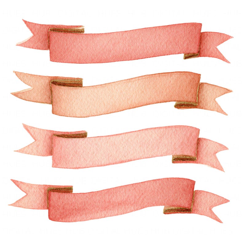 11 Watercolor Pink Ribbon Banner Clipart Baby Shower Ribbon Banner ...