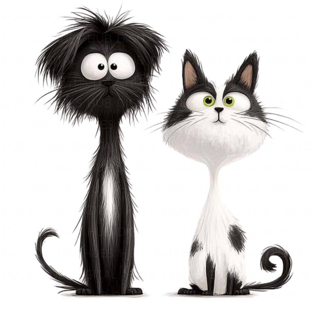 14 Quirky Cat and Dog Clipart Watercolor Quirky Animal Nursery Wall Art ...