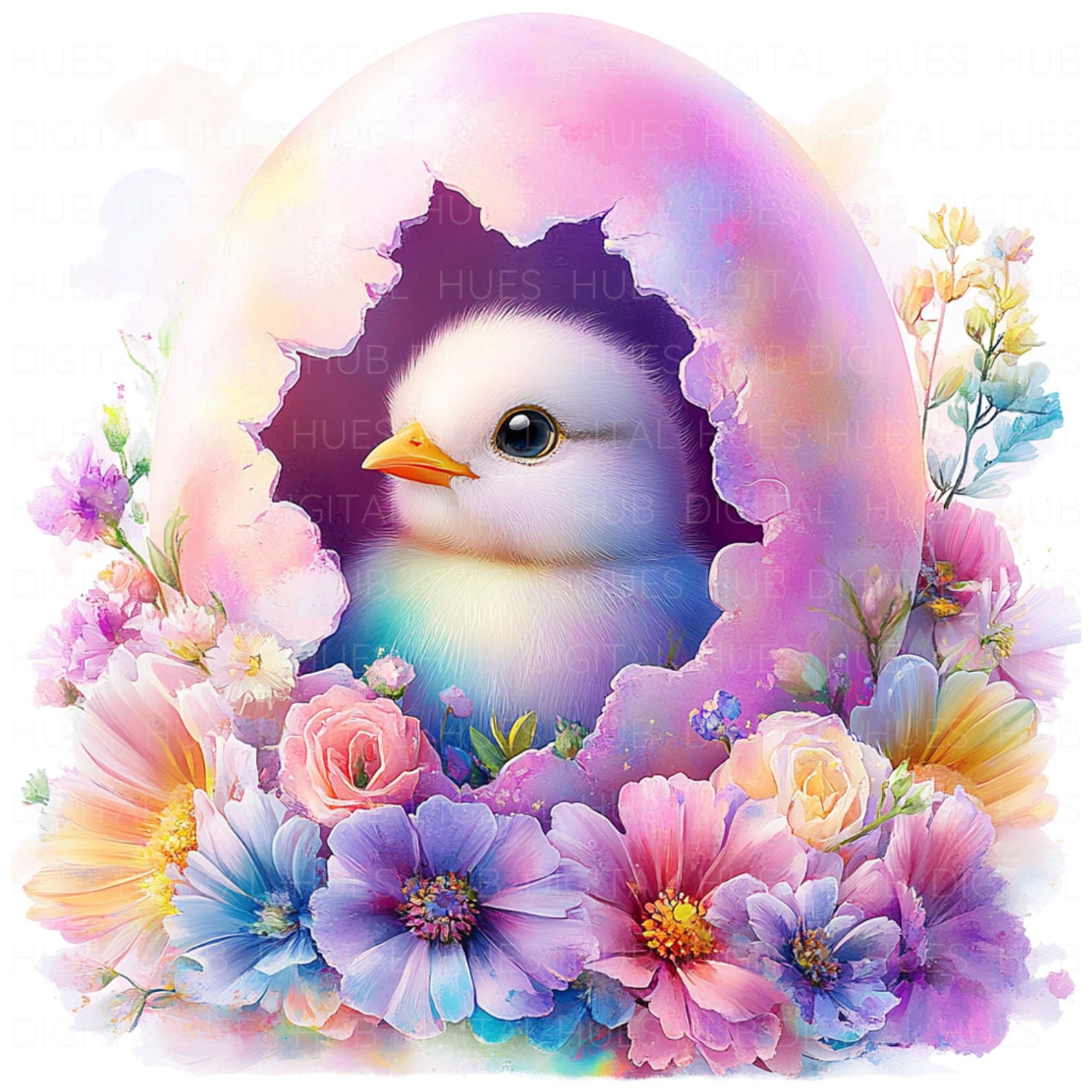 14 Easter Baby Chick in Easter Egg Clipart Watercolor Cute Chicken ...