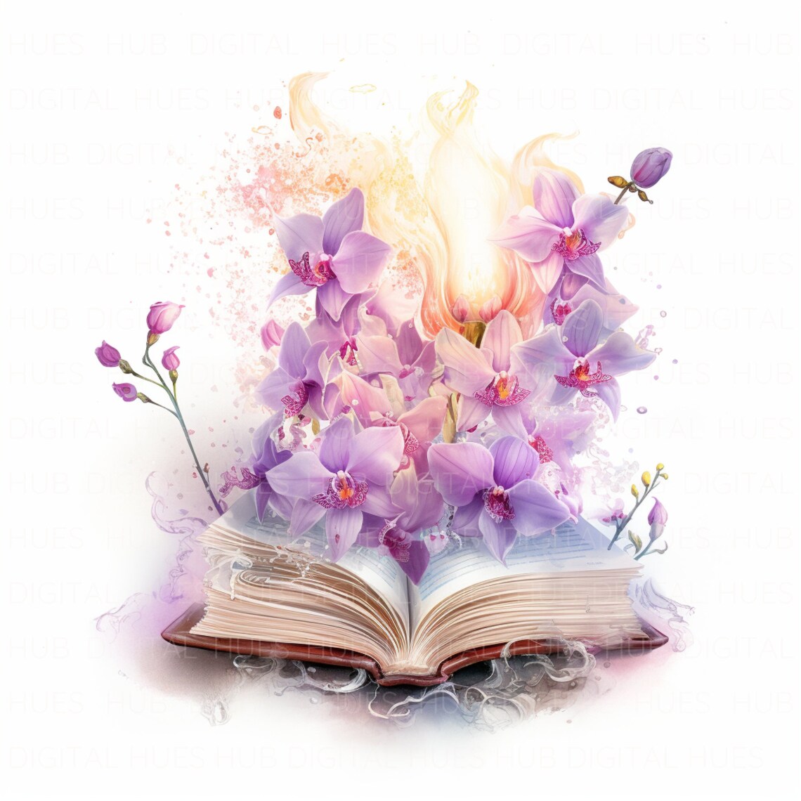 10 Orchid & Magic Book Clipart Orchid Clipart Bundle Printable High ...