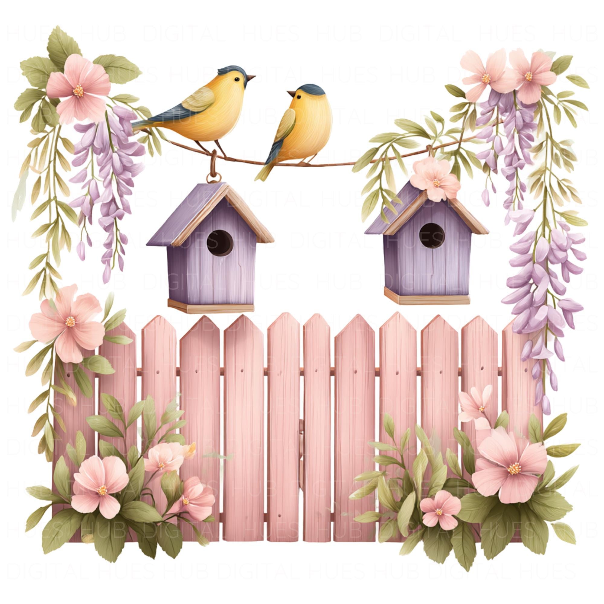 Spring Flowers Clip Art By The Fence