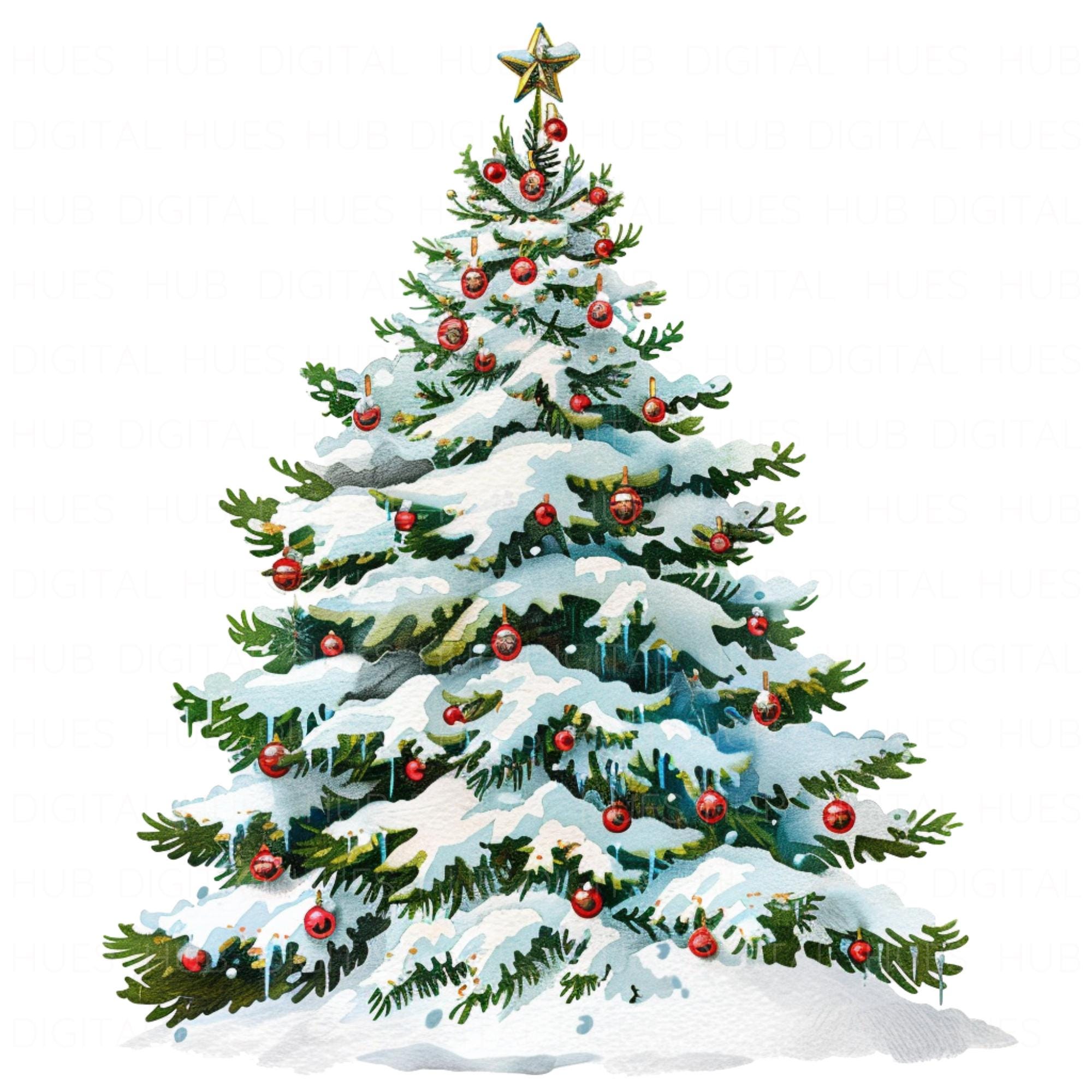 17 Christmas Tree Clipart Watercolor Festive Tree Winter Holiday ...