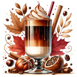 12 Autumn Iced Coffee Clipart Watercolor Fall Drink Cold Coffee Pumpkin ...