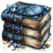 10 Blue Magic Book Clipart Watercolor Old Book Pile Fantasy Clipart ...