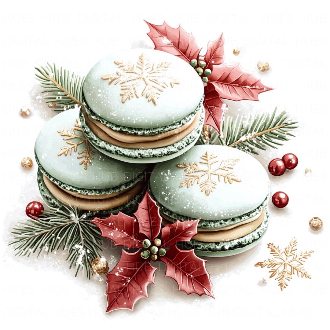 11 Christmas Macarons Clipart Watercolor Festive Holiday Graphics ...