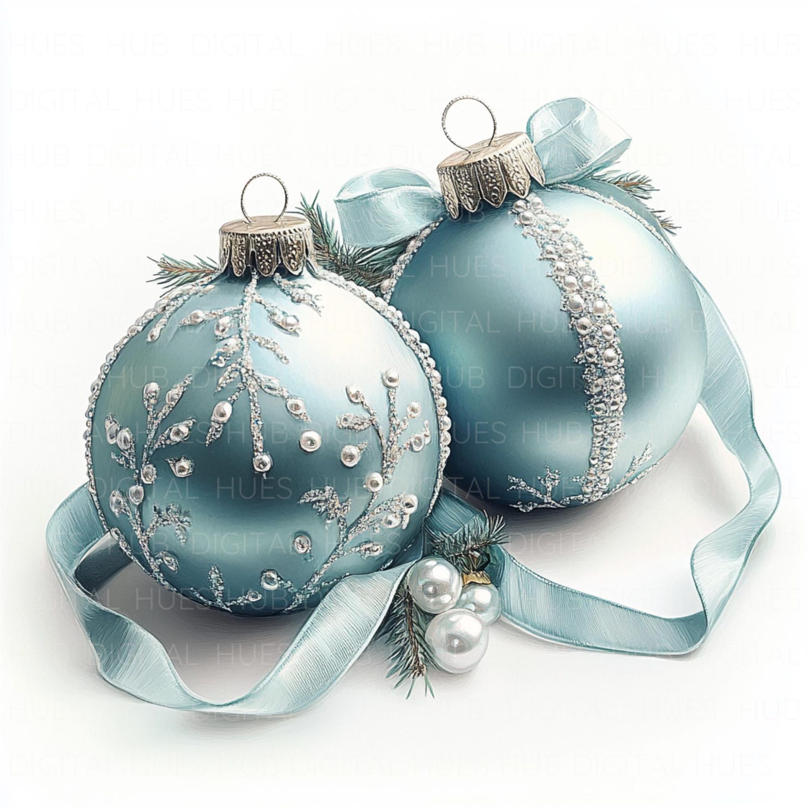 16 Pastel Christmas Bauble Clipart Watercolor Vintage Ornaments ...