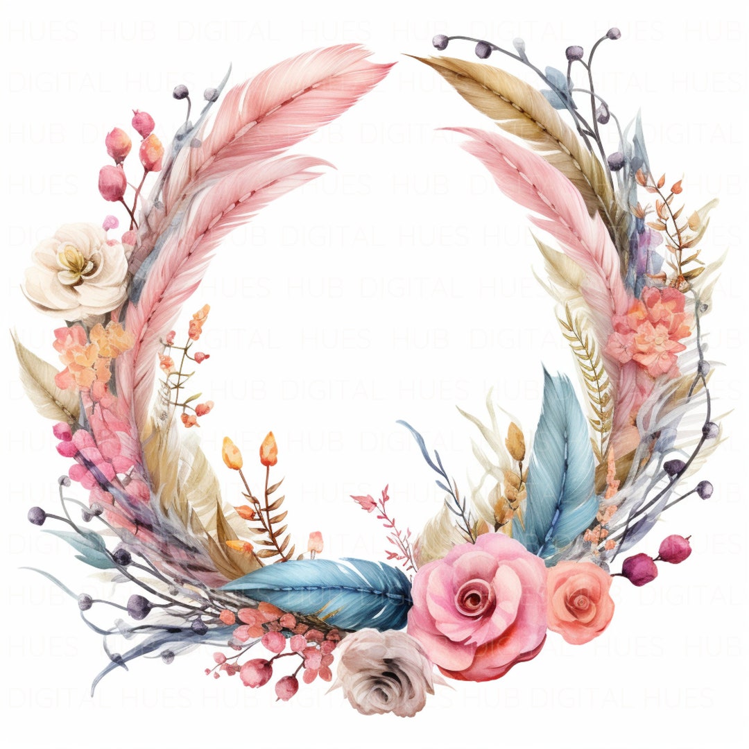 13 Watercolor Wreath Clipart Rose Wreath Clipart Printable High Quality ...