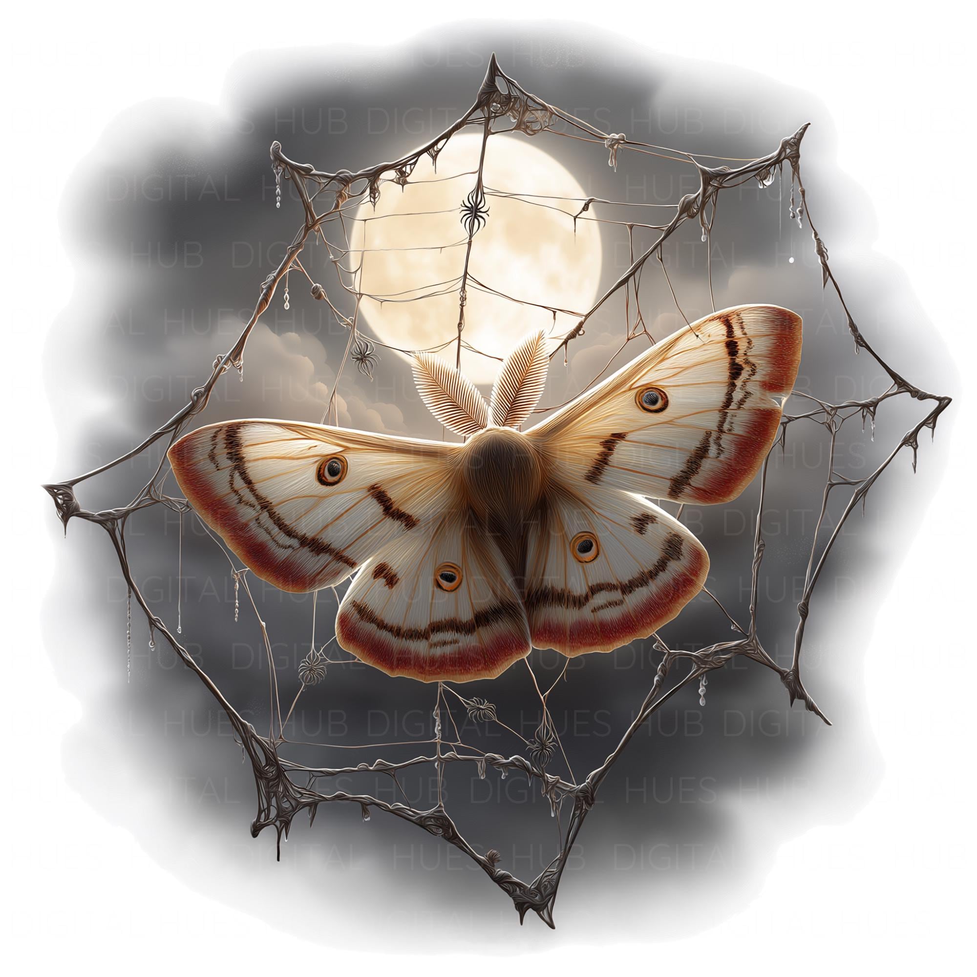 13 Gothic Moth Spider Clipart Watercolor Halloween Moth Spooky Moth ...