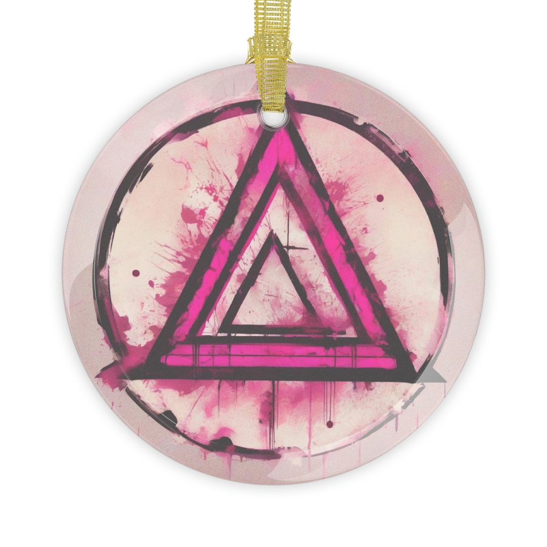 Sobriety AA Symbol Pink Splatter Art Glass Ornament Alcoholics ...