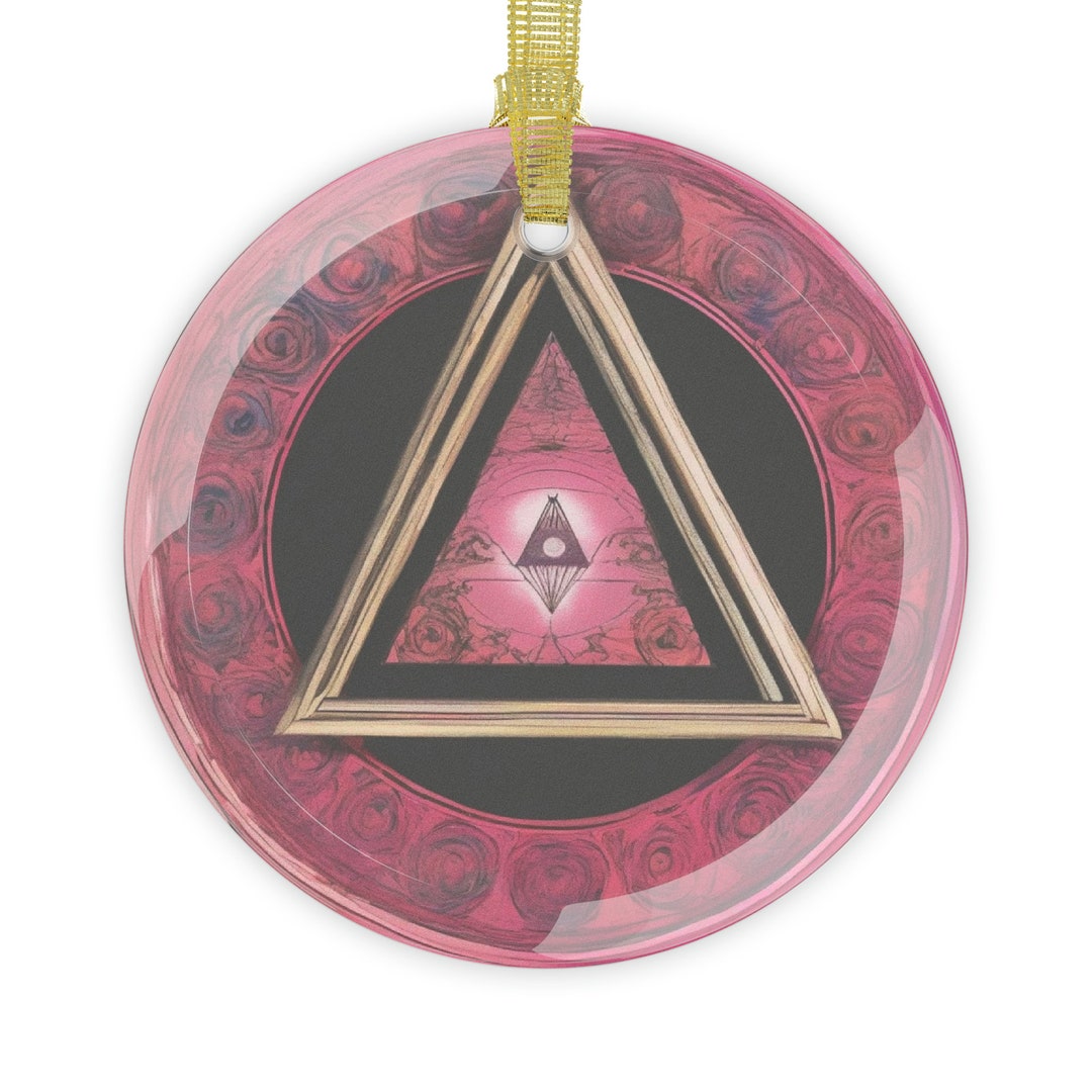 Sobriety AA Symbol Pink Glass Ornament Alcoholics Anonymous Gift One ...