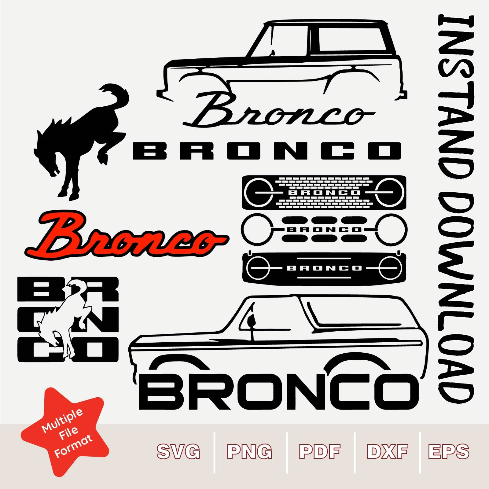 Ford Bronco SVG PNG Cricut Silhouette Cut Files, Bronco Grill, Ford ...