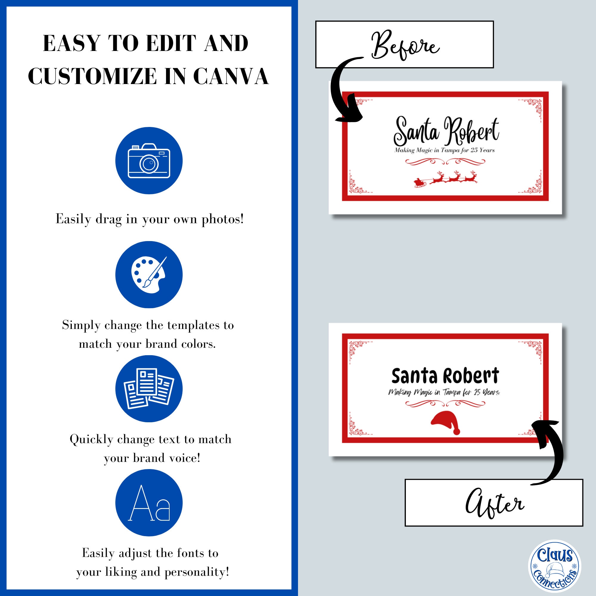 Elegant Red Santa Business Card Two-sided - Etsy