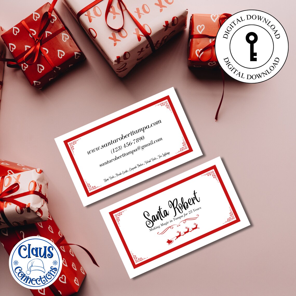 Elegant Red Santa Business Card Two-sided - Etsy