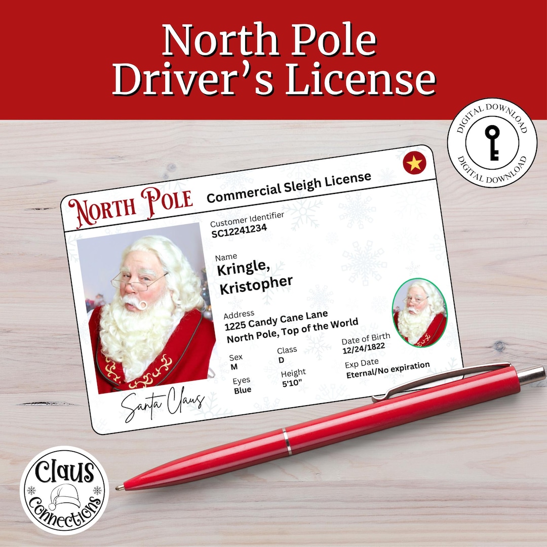 Editable North Pole Driver’s License Template – Santa Claus ID Card ...