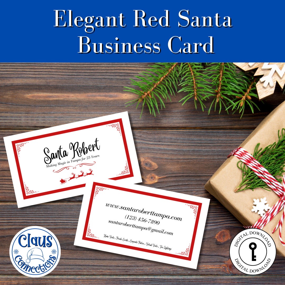 Elegant Red Santa Business Card Two-sided - Etsy