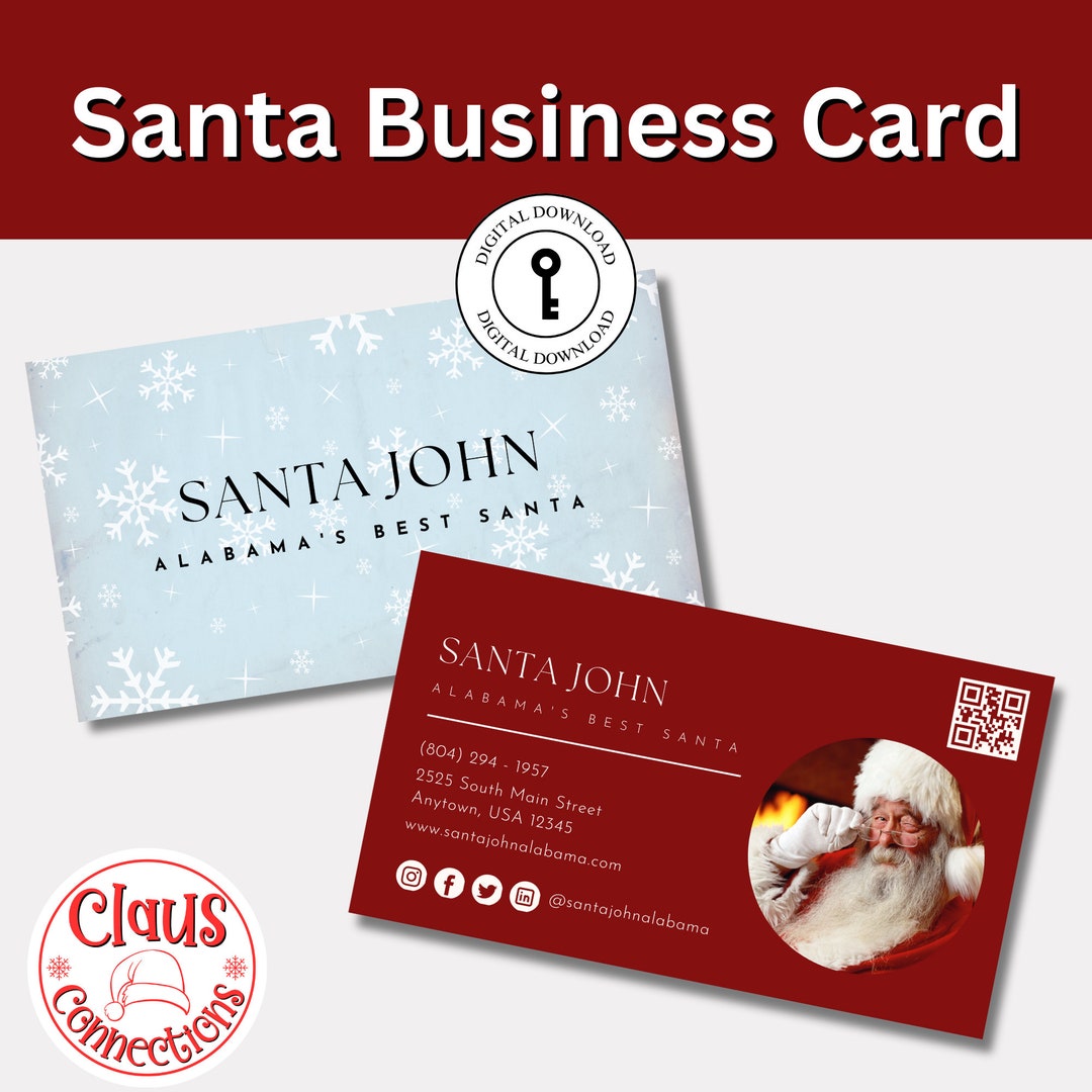 Santa Business Card Canva Template Two-sided - Etsy