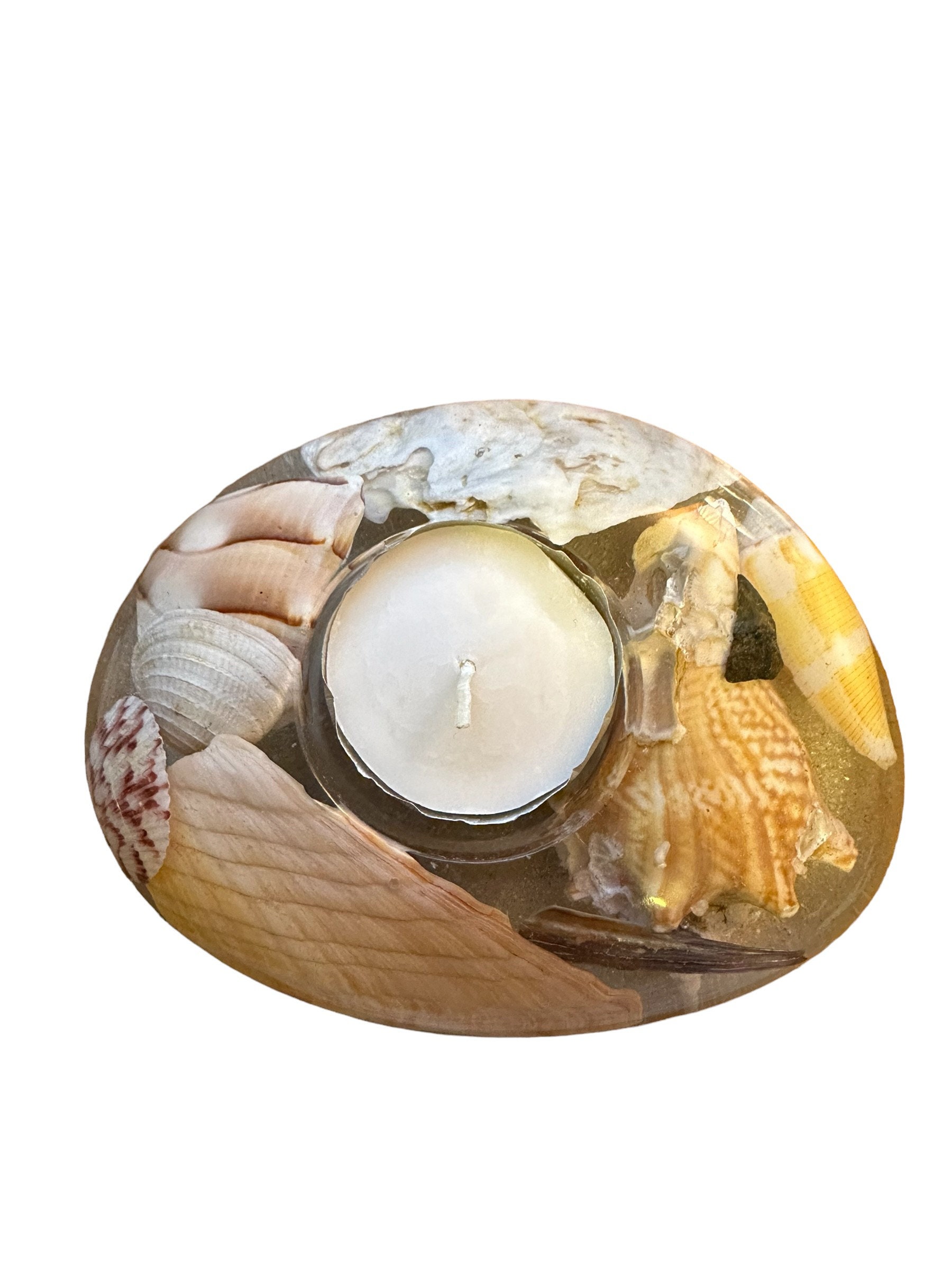 Seashell Candle Holder Beach Themed Made With Resin Pebble-shape Tea ...