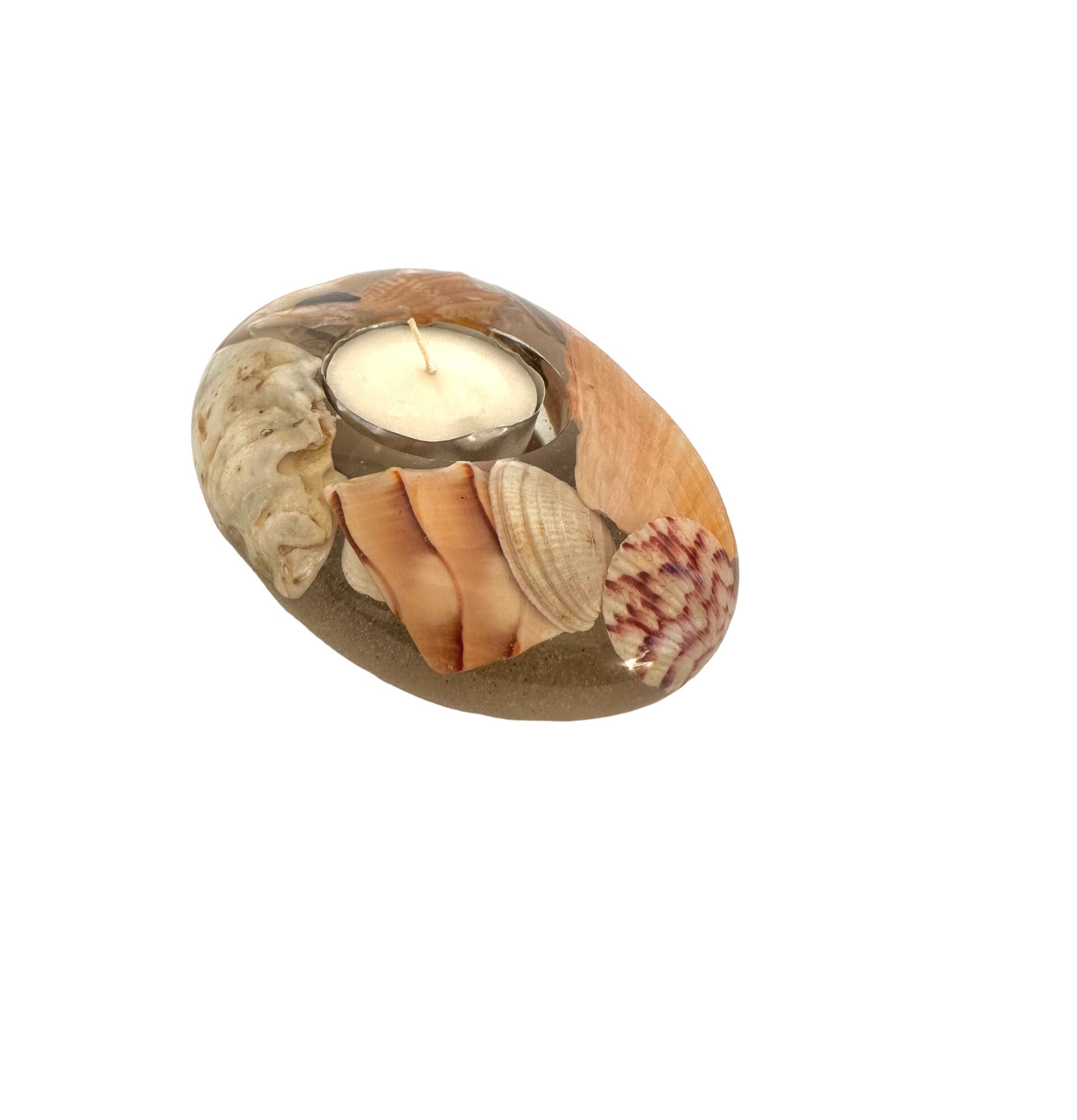 Seashell Candle Holder Beach Themed Made With Resin Pebble-shape Tea ...