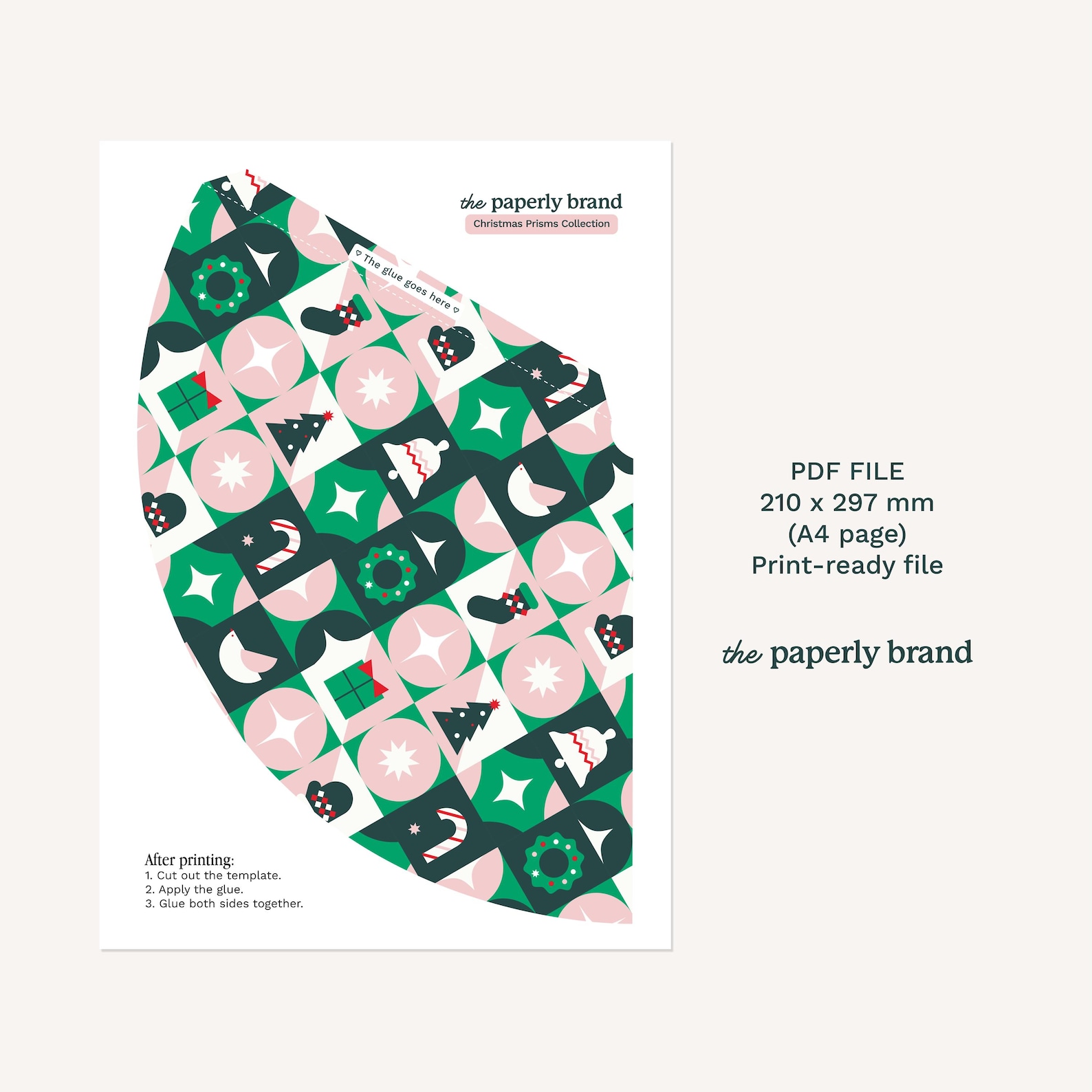 Printable Christmas Party Hat Template, Geometric Christmas, DIY ...