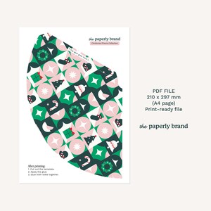 Printable Christmas Party Hat Template, Geometric Christmas, DIY ...