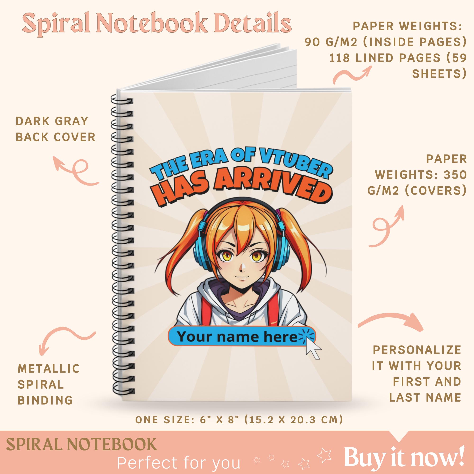 Personalized Vtuber Notepad: Anime Girl Spiral Notebook - Etsy