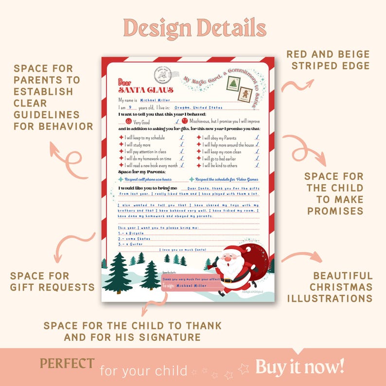 Letter to Santa Kit: Chore Chart, Christmas Coloring Pages (PDF ...