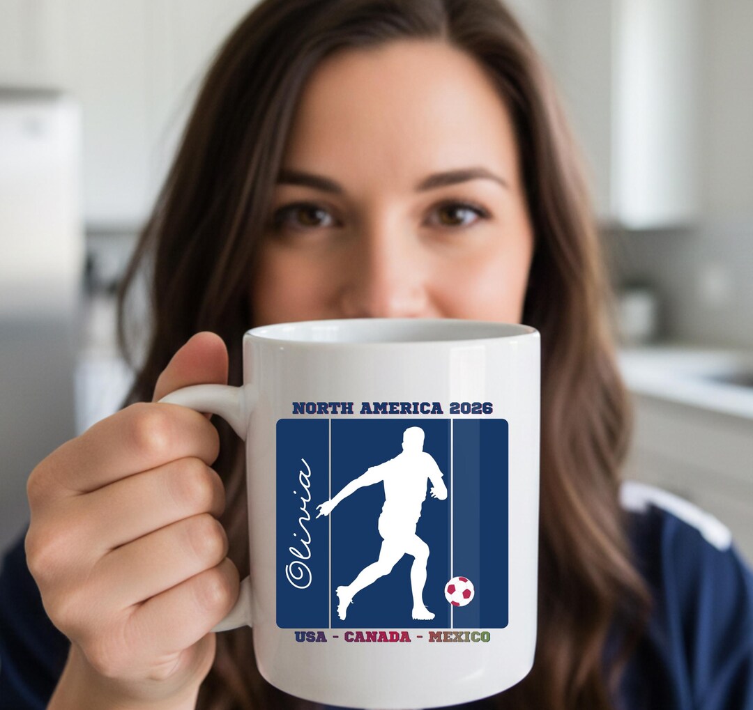 Customizable Mug With Football Player Silhouette and 2026 World Cup ...