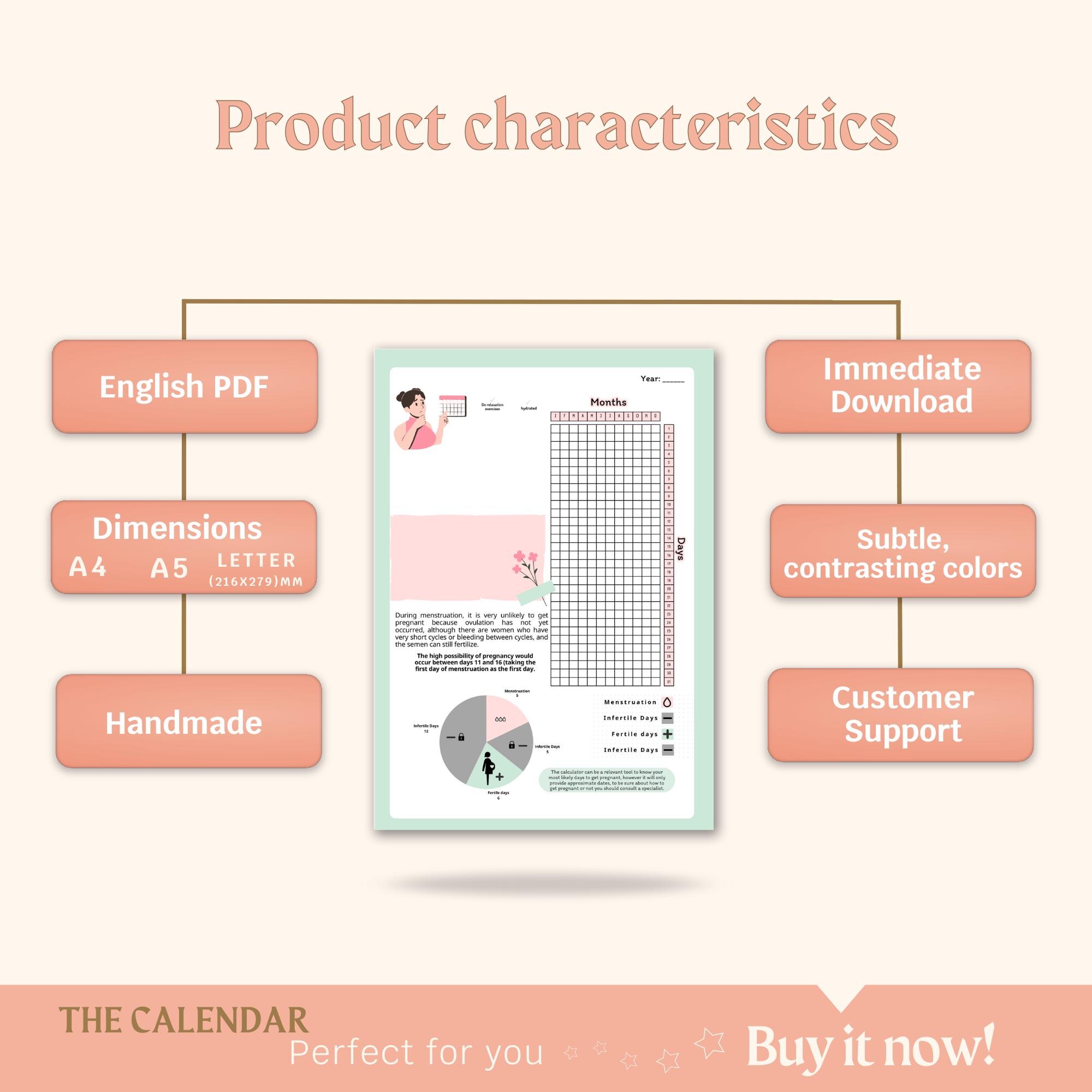 Printable Period Tracker: Fertility Calendar, Pregnancy Planner ...