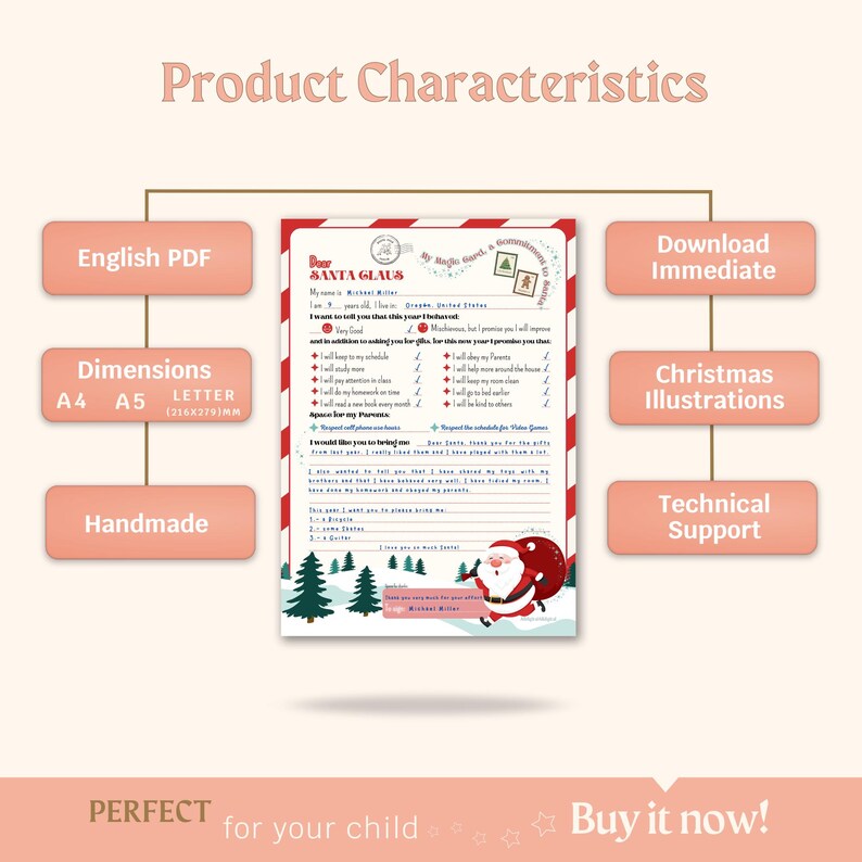 Letter to Santa Kit: Chore Chart, Christmas Coloring Pages (PDF ...