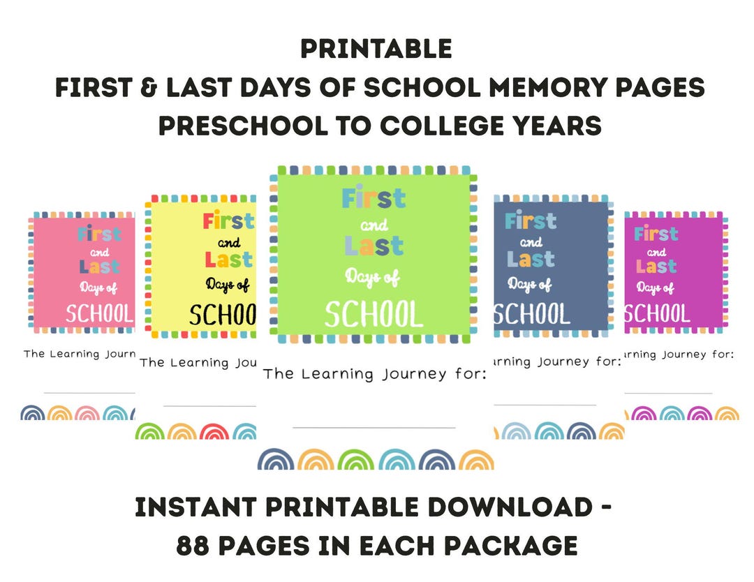 School Years Memory Book Printable: First & Last Day of School Pages ...