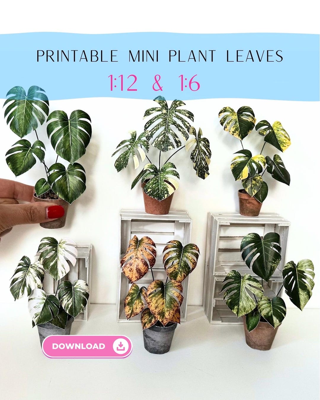 Miniature Paper Monstera Plant Leaves: DIY Dollhouse Printable (PDF ...