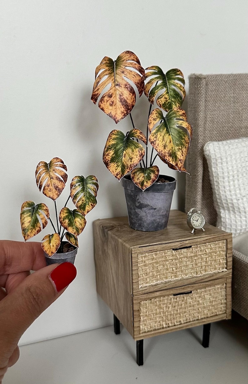 Miniature Paper Monstera Plant Leaves: DIY Dollhouse Printable (PDF ...
