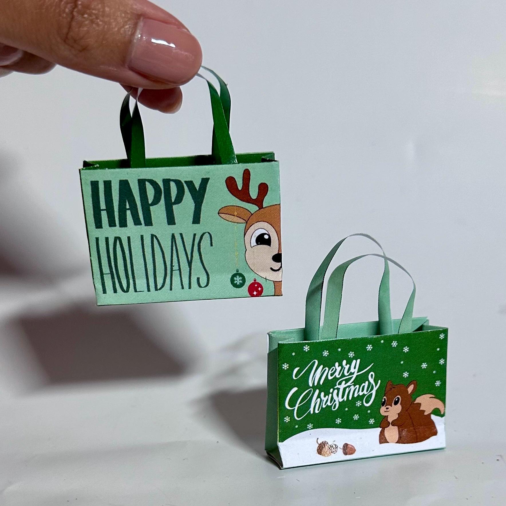 Dollhouse Printables 1:6 Miniature Christmas Gift Bags for Elf Scenes ...