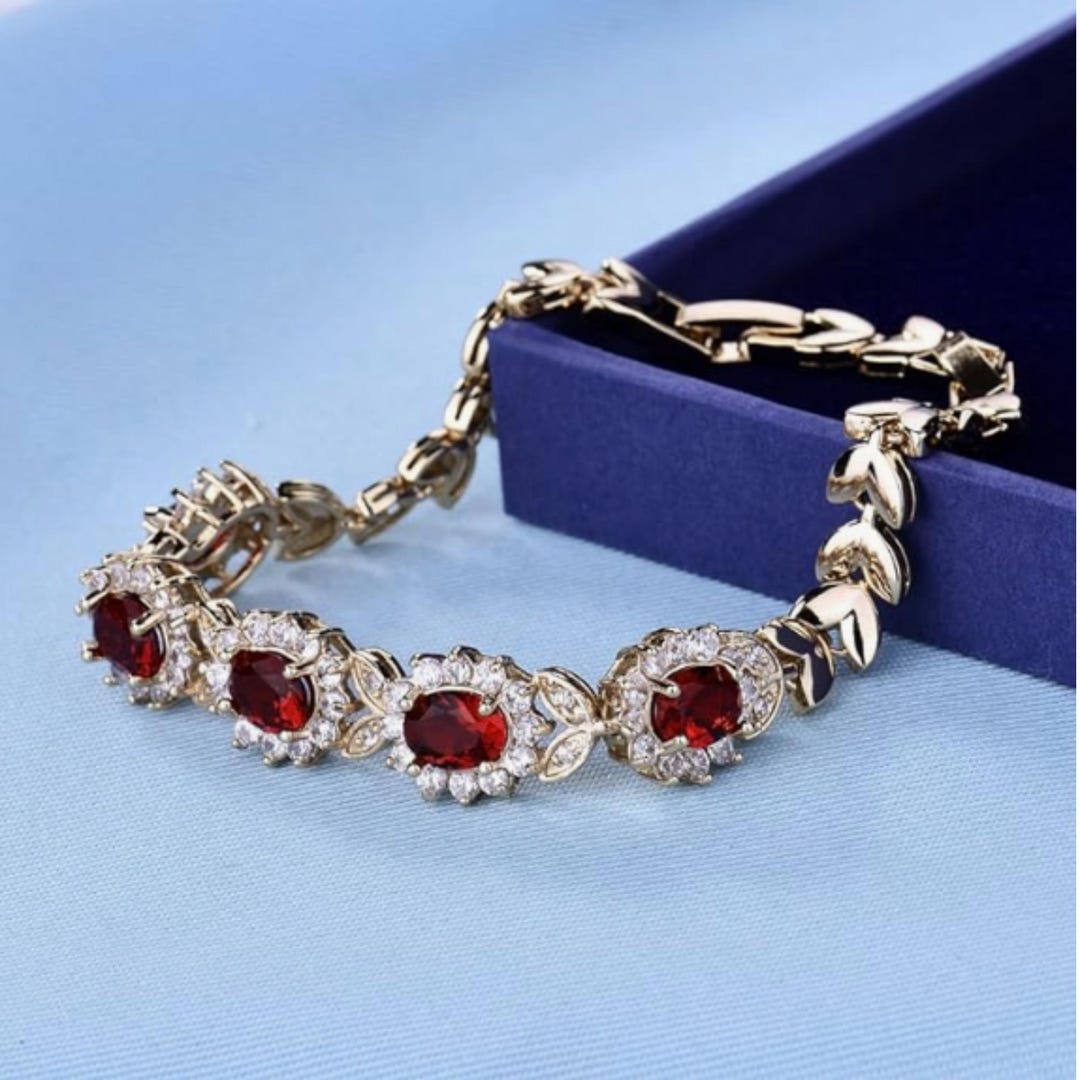 Ruby Embedded Bracelet Red Ruby Sweetheart Bracelet Bracelet for Women ...